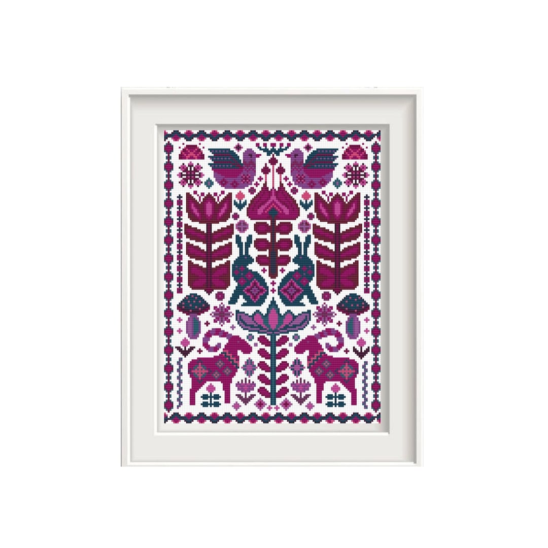 Scandinavian Cross Stitch Pattern Nordic Cross Stitch Folk Embroidery ...