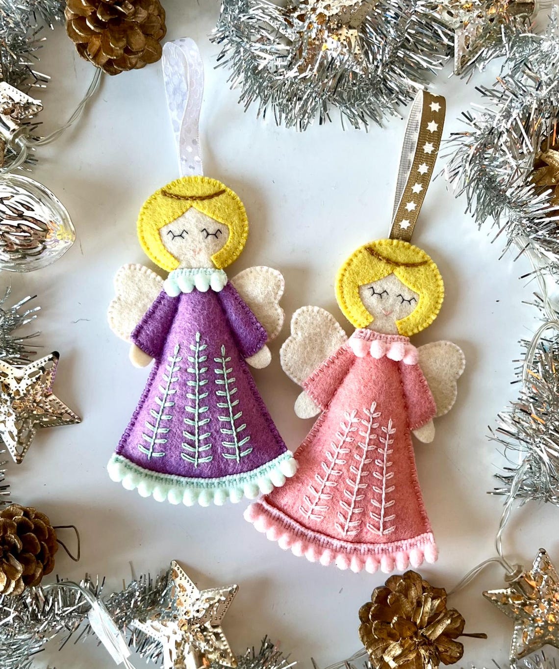 Felt Christmas Angel PDF Pattern, Xmas Felt Angel Tree Decoration, Hand ...