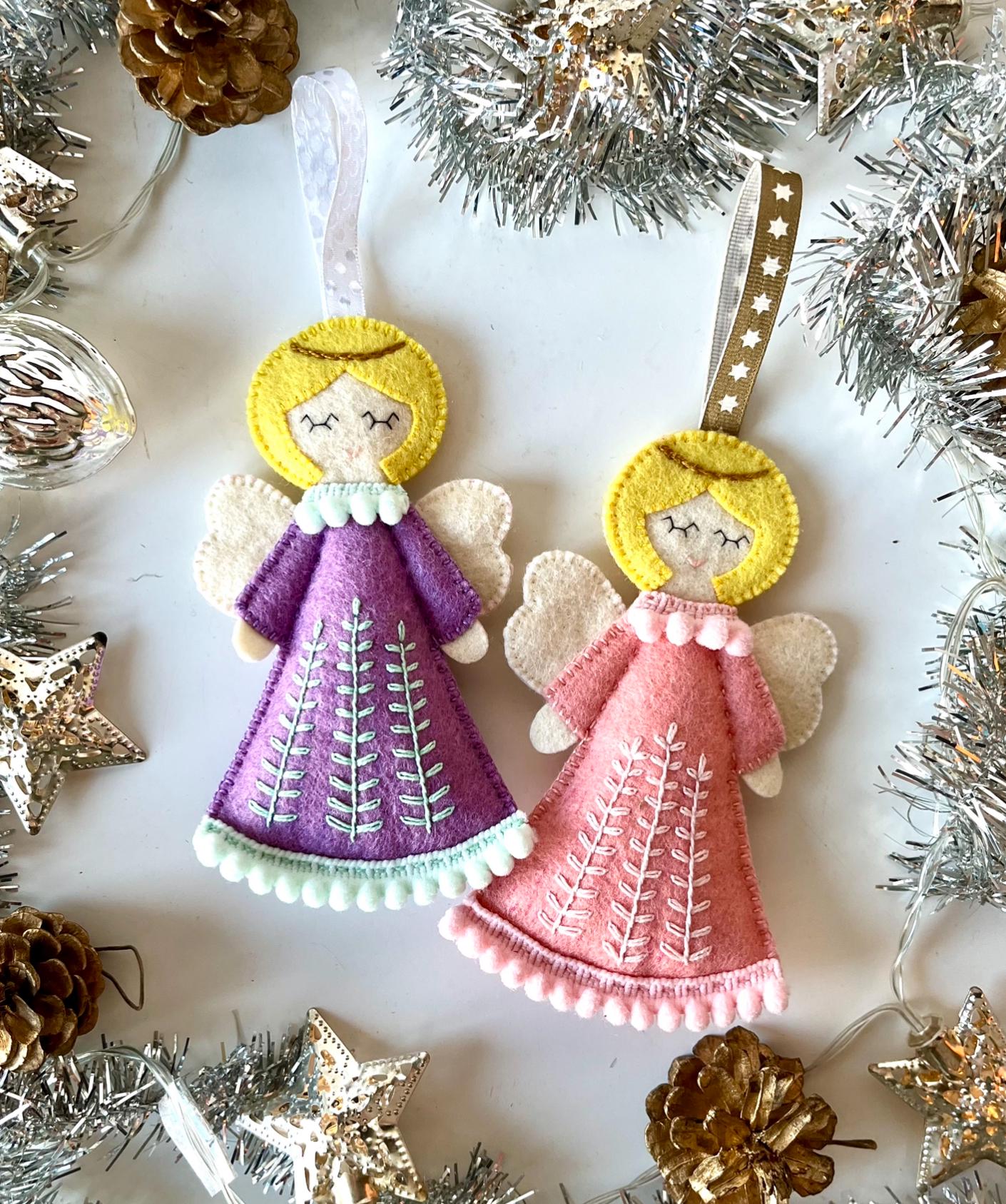 Felt Christmas Angel PDF Pattern, Xmas Felt Angel Tree Decoration, Hand ...