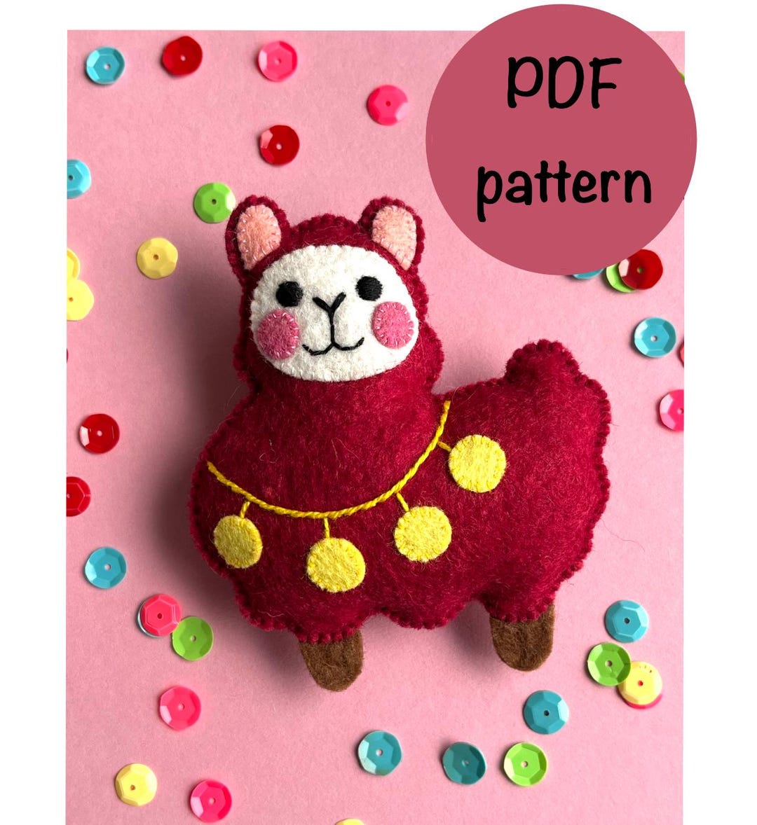 Llama Sewing Pattern, Felt Llama Sewing Pattern, Llama, Felt Llama ...