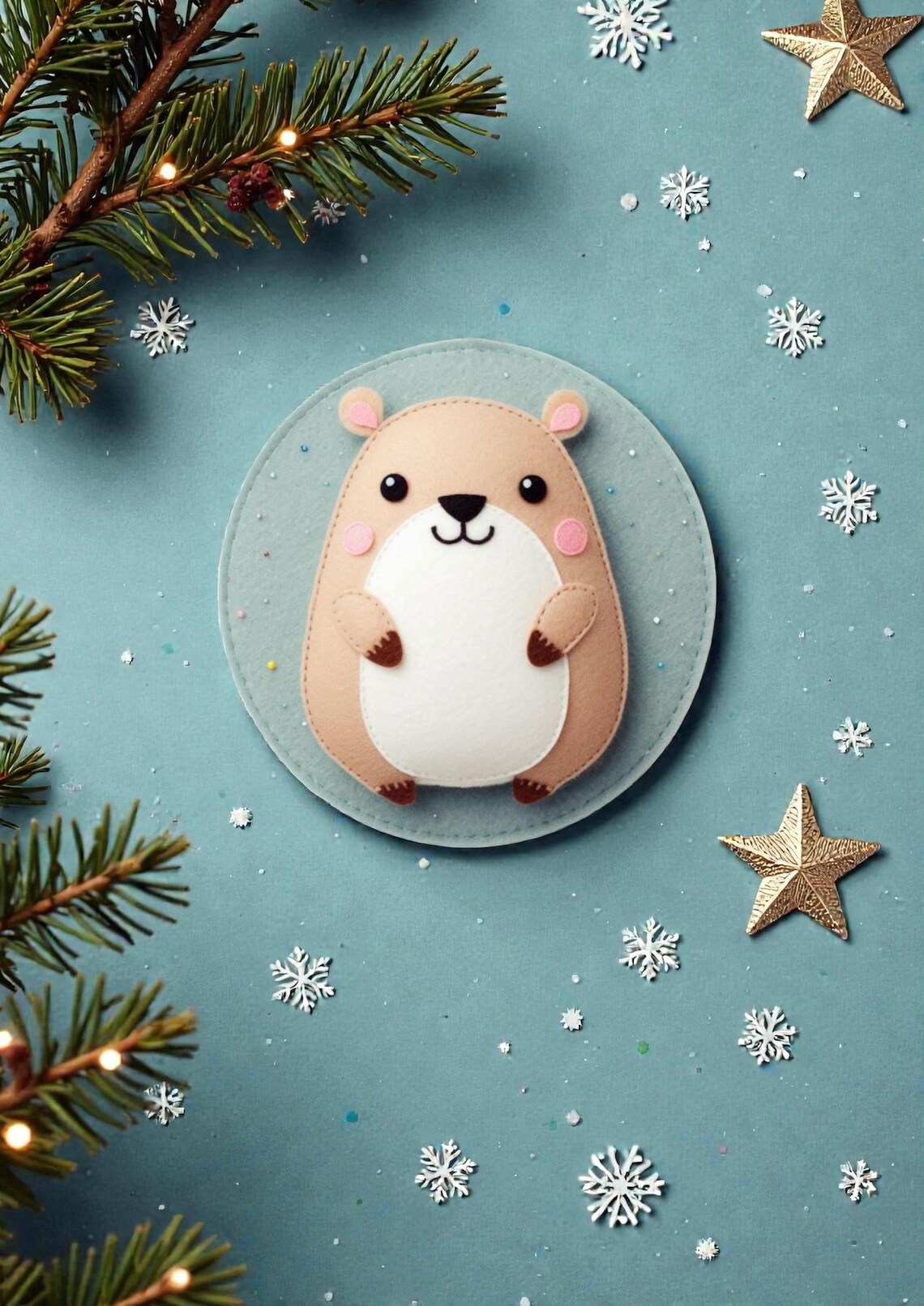 Felt Cute Hamster PDF Pattern, Christmas Guinea Pig Felt Decoration ...