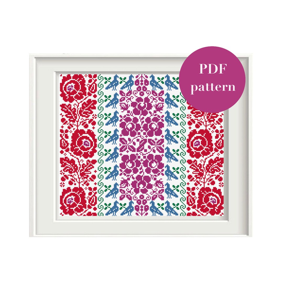 Traditional Hungarian Folk Cross Stitch Pattern, Folk Art Hungary ...