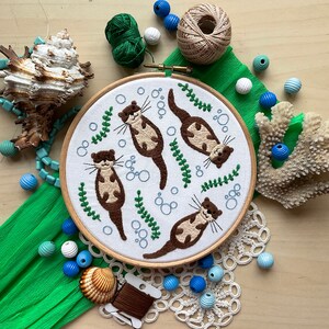 Cute Otter Embroidery Pattern, Animal Embroidery Pattern, Thread ...