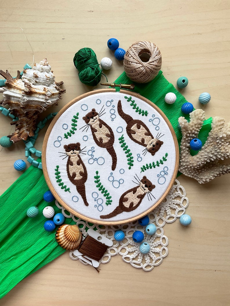 Cute Otter Embroidery Pattern, Animal Embroidery Pattern, Thread ...
