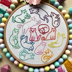 PDF Embroidery Hoop Art, Cat Embroidery Pattern, Enjoying Holiday With ...