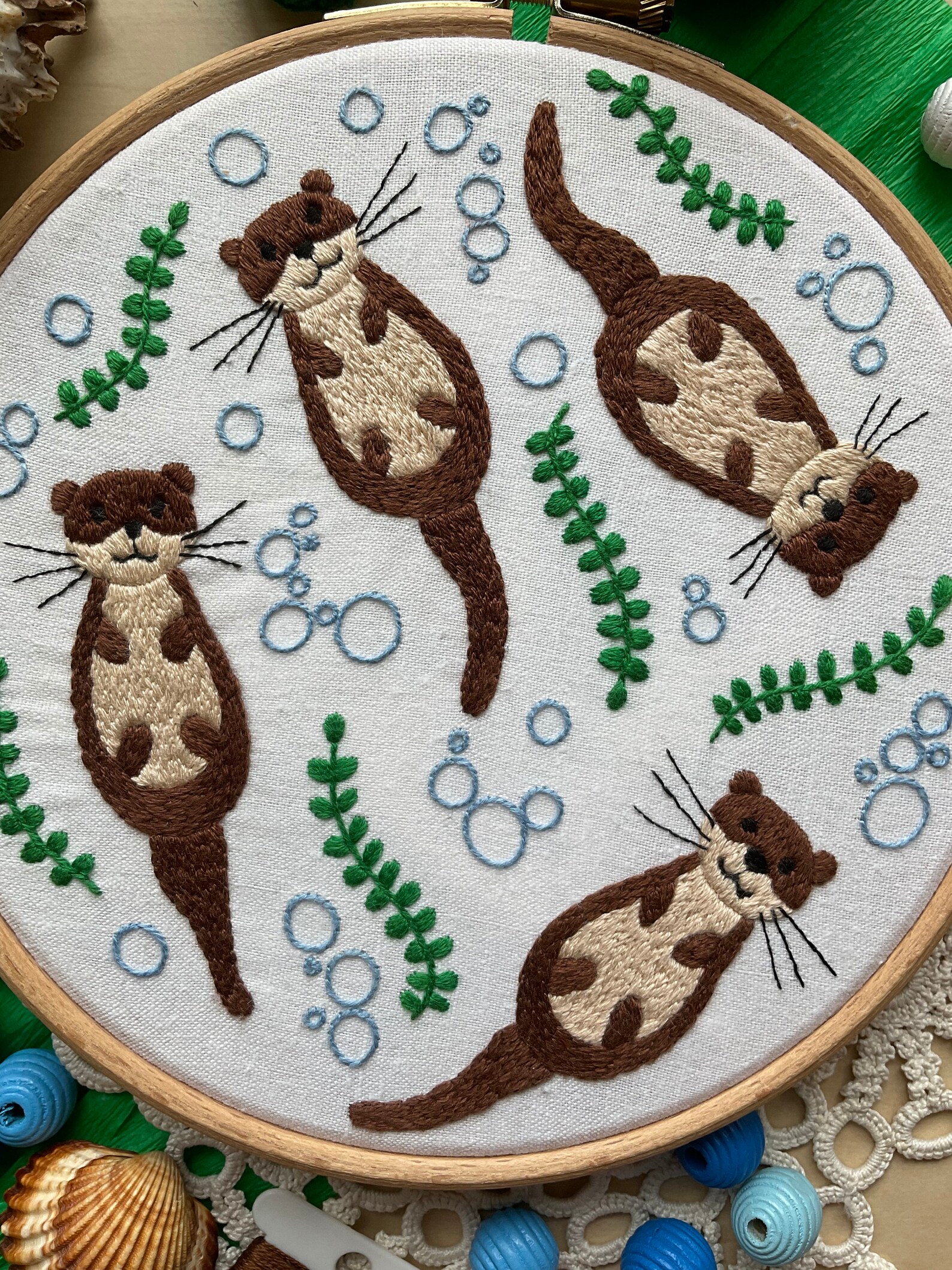 Cute Otter Embroidery Pattern, Animal Embroidery Pattern, Thread ...