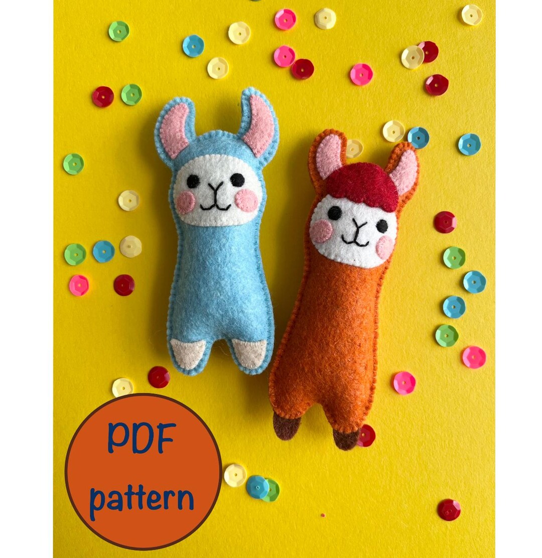 Felt Llama PDF Pattern, Felted Llamas Ornament, DIY Llama Sewing Pattern, Hand Sewing Stuffed ...