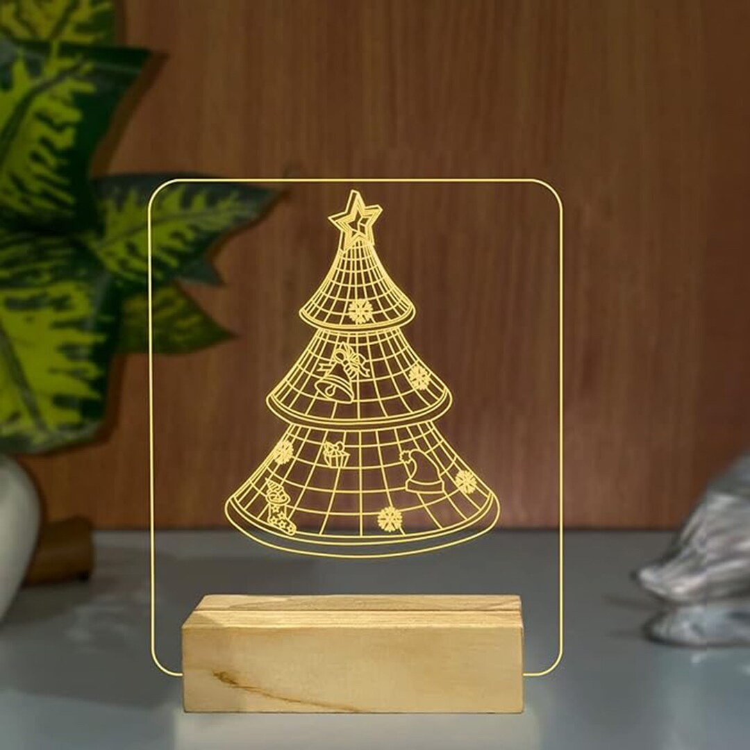 Starlaser Christmas Tree 3D Illusion Night Lamp With Warm - Etsy