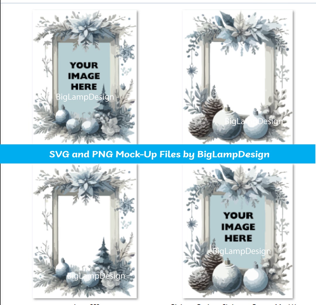 2 Christmas Winter Mock up Frames SVG and PNG Instant Digital Download ...