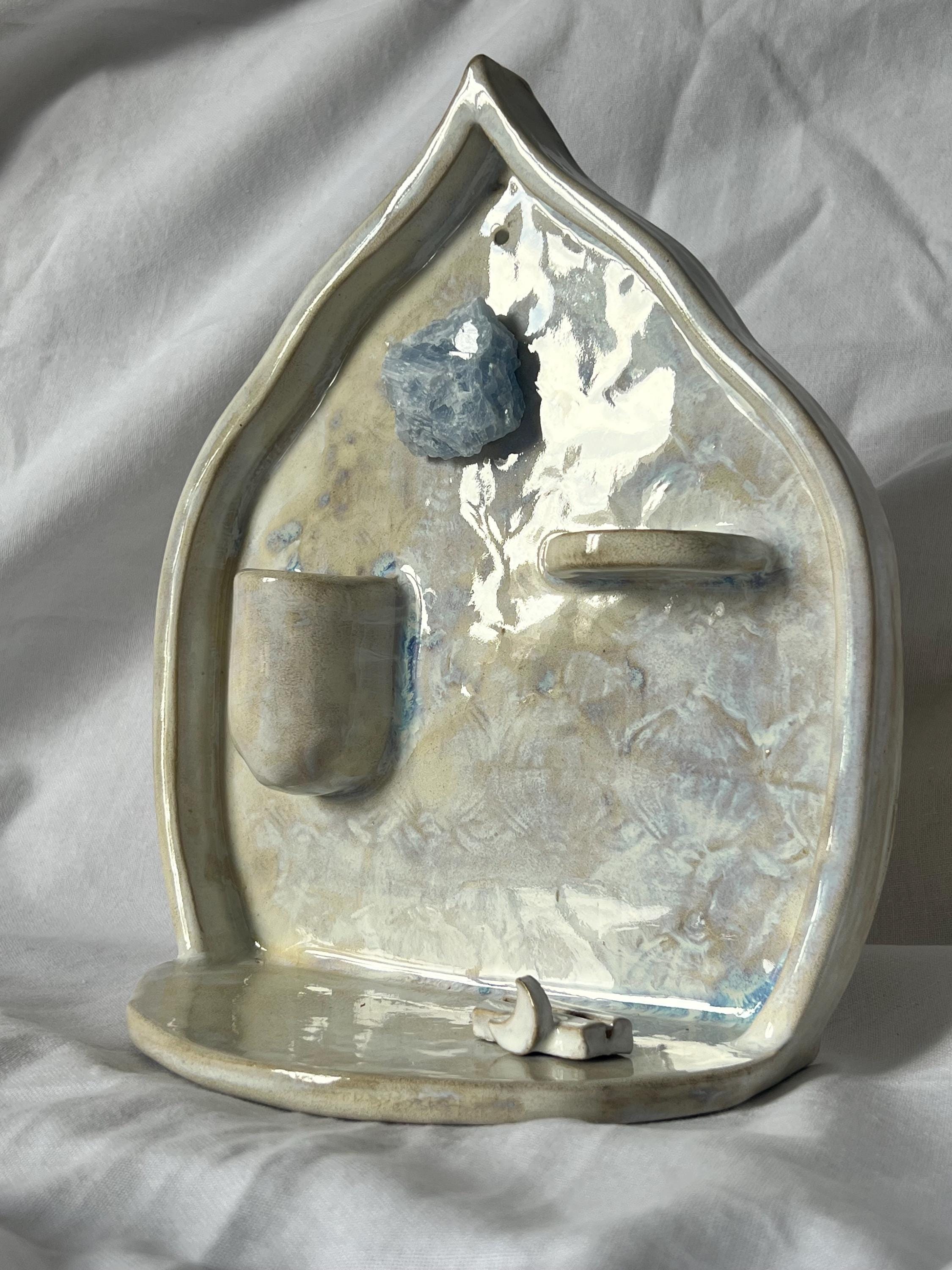 Handmade Ceramic Altar: Bohemian Spiritual Decor With Celestite - Etsy