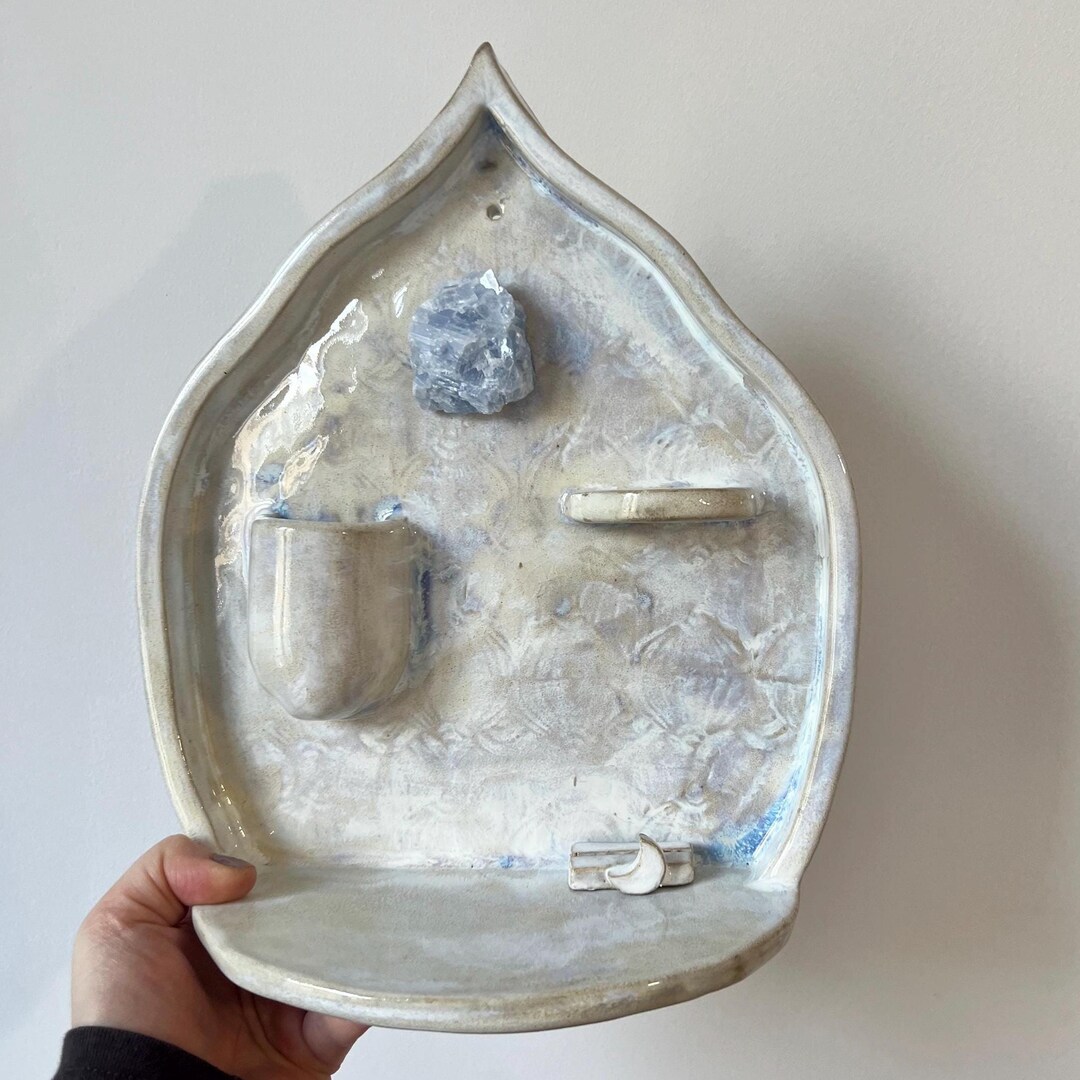 Handmade Ceramic Altar: Bohemian Spiritual Decor With Celestite - Etsy