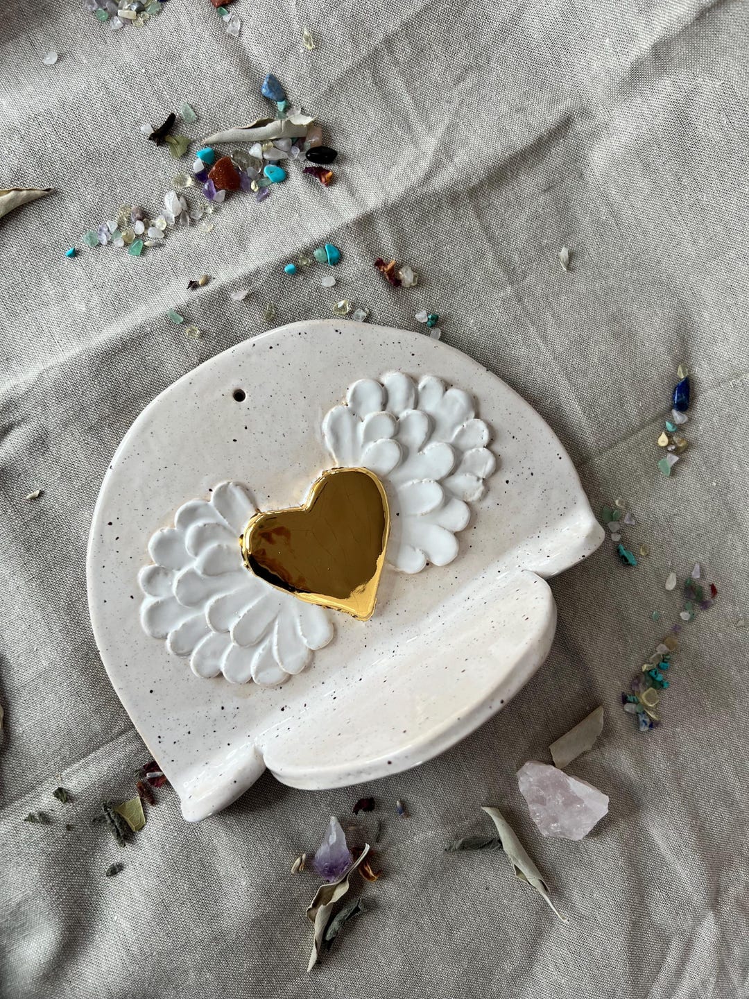 Ceramic Altar Heart With Wings Spiritual Art Wall Decoration Yoga ...