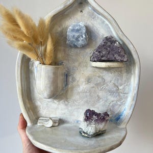 Handmade Ceramic Altar: Bohemian Spiritual Decor With Celestite - Etsy