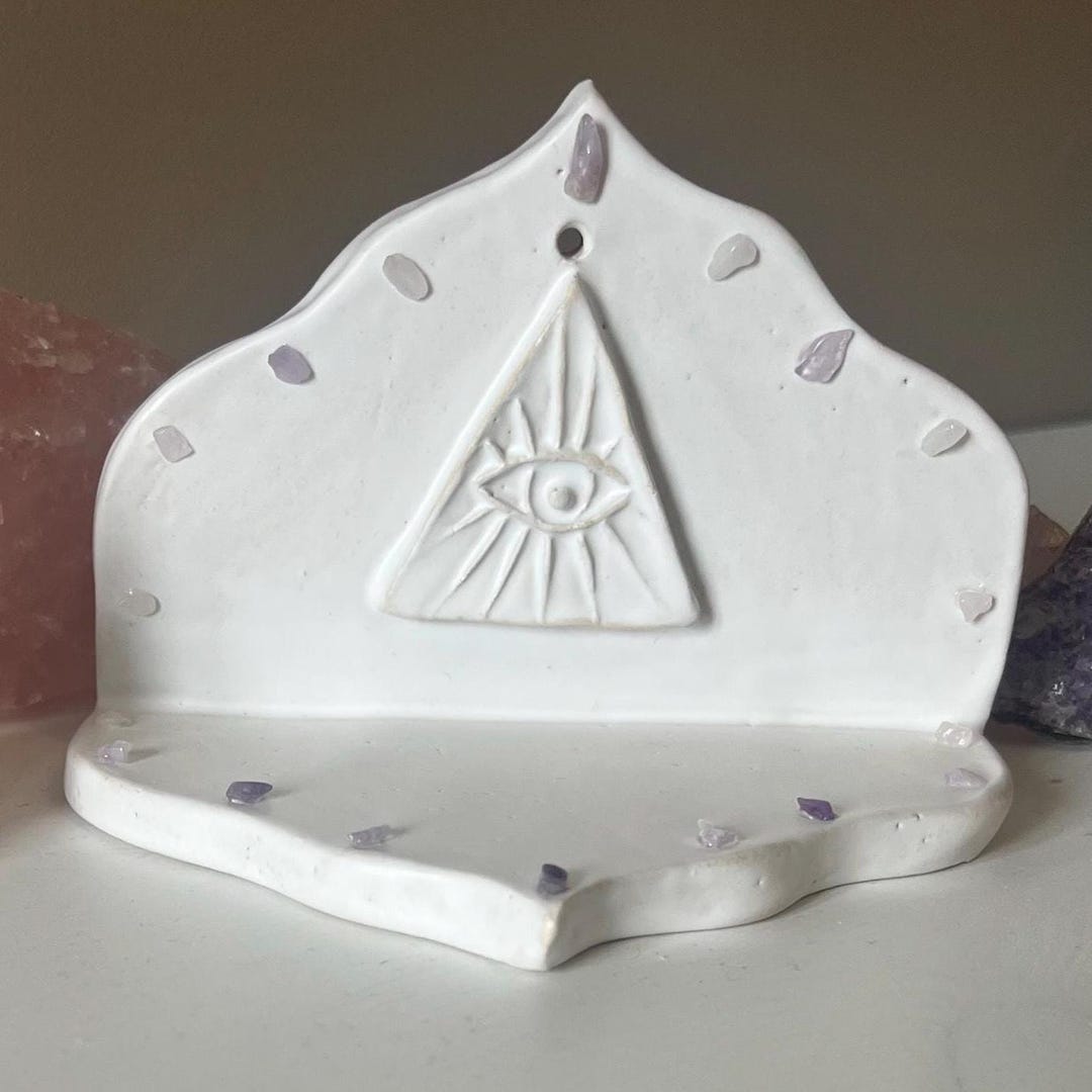 Handmade Ceramic Altar: All-seeing Eye, Rose Quartz & Amethyst - Etsy