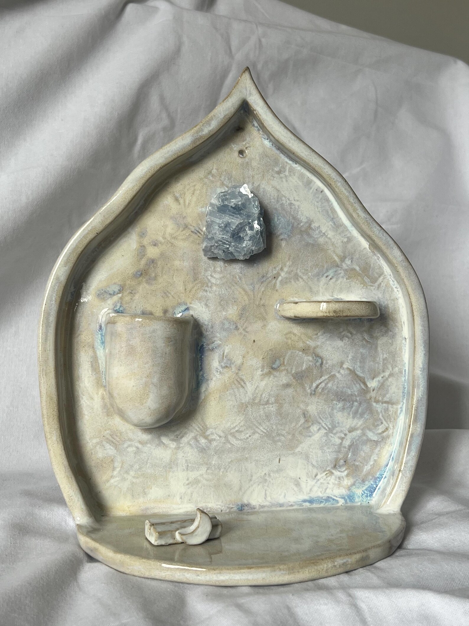 Handmade Ceramic Altar: Bohemian Spiritual Decor With Celestite - Etsy