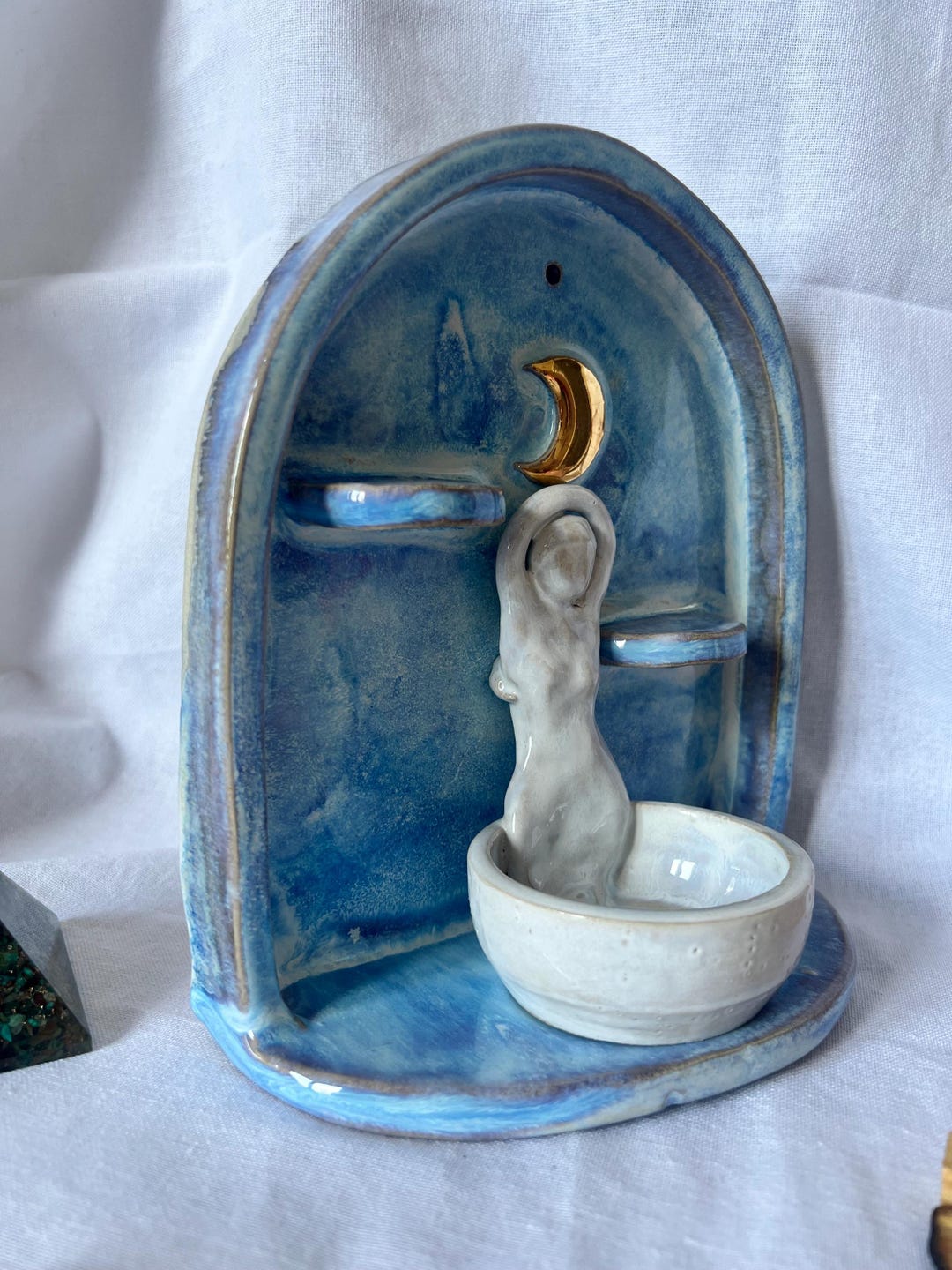 Handmade Ceramic Goddess Altar Shrine Moon Golden Moon Spiritual Art ...