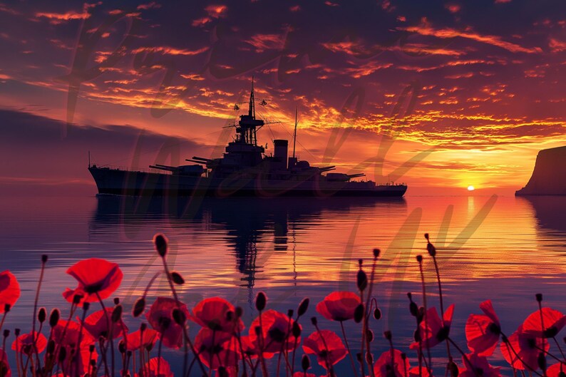 HMS Hood WW2 Canvas Poster Digital Download Navy Remembrance Poppy ...