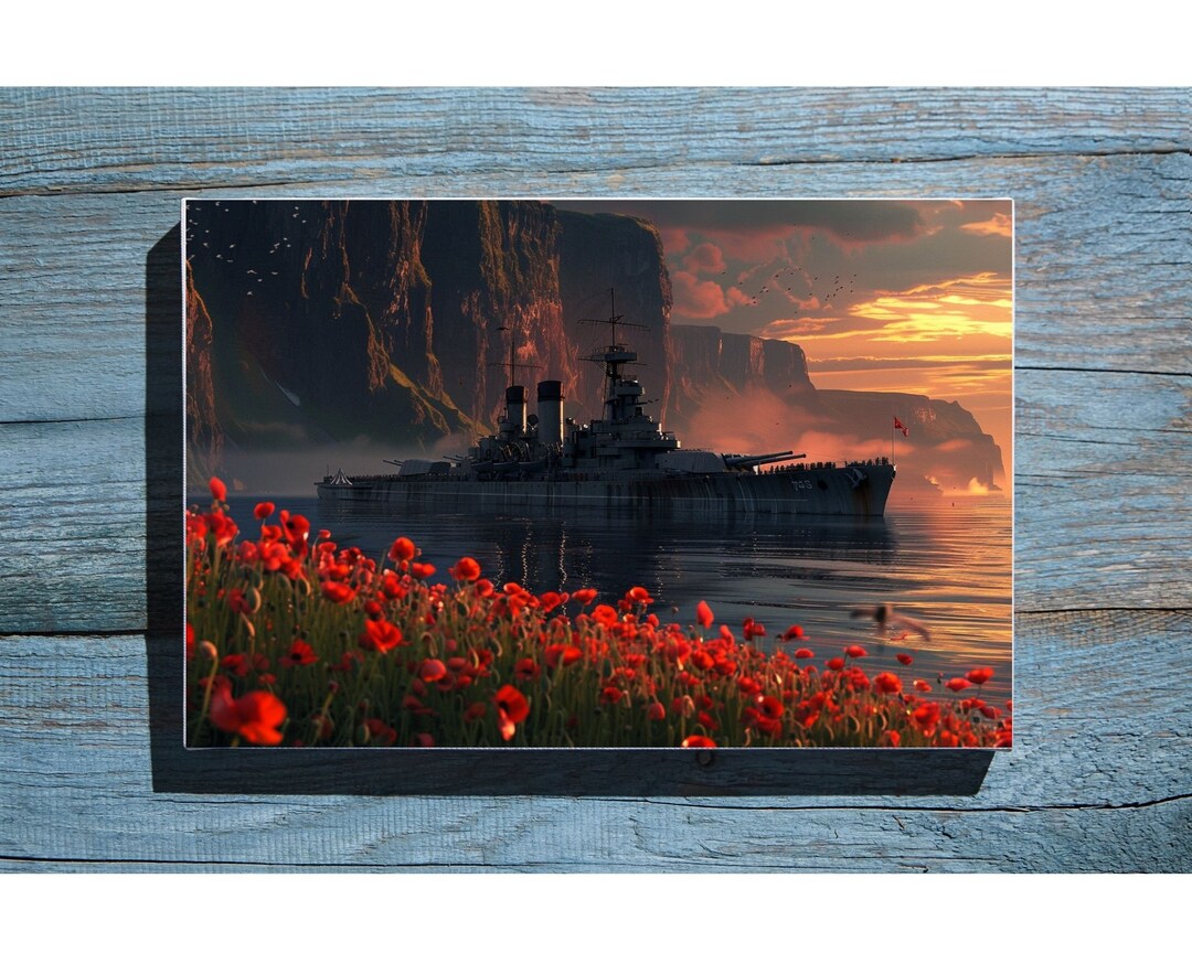 HMS Warspite WW2 Canvas Poster Digital Download Navy Remembrance Poppy ...