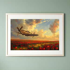 Spitfire WW2 Canvas Poster Digital Download RAF Remembrance Plane Poppy ...