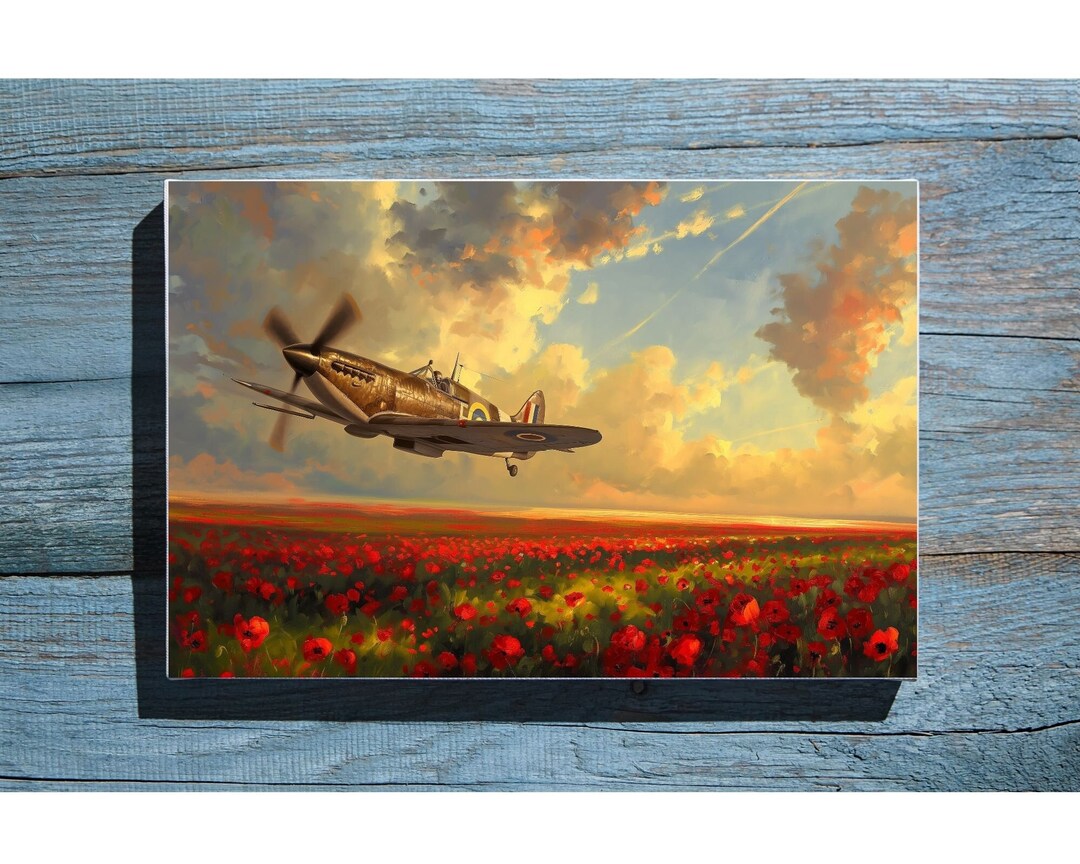 Spitfire WW2 Canvas Poster Digital Download RAF Remembrance Plane Poppy ...