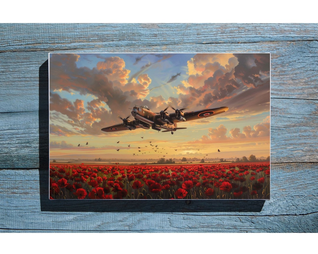 Lancaster WW2 Canvas Poster Digital Download RAF Remembrance Poppy ...