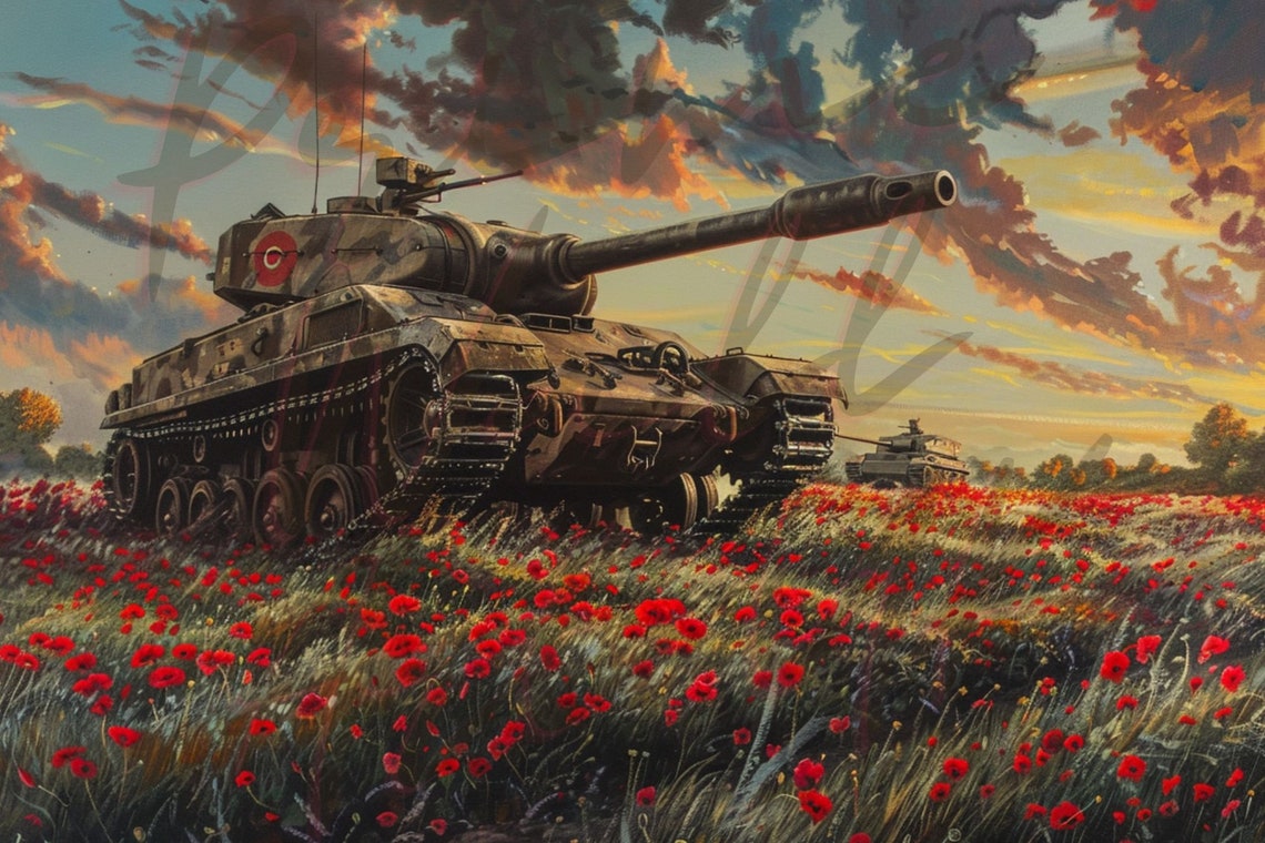 Comet Tank WW2 Canvas Poster Digital Download Remembrance Poppy Field ...