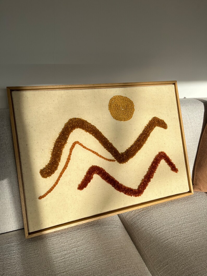 Framed Textile Art, Floating Frame, Modern Embroidery, Fiber Art ...