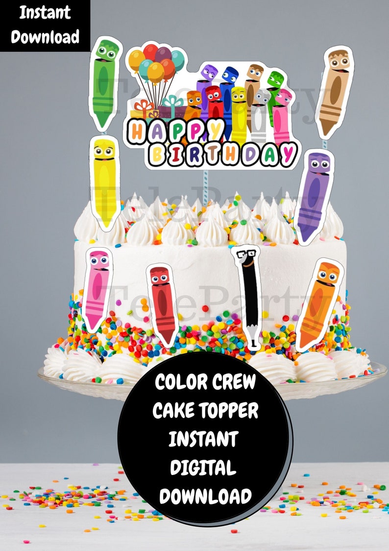 Color Crew Cake Topper, Color Crew Printable Cake Topper, Color Crew ...
