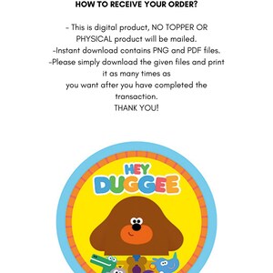 Hey Duggee Birthday Cake Topper, Party Decoration (digital Download) - Etsy