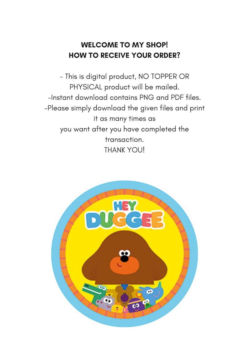 Hey Duggee Cake Topper, Hey Duggee Printable Cake Topper, Digital Party ...