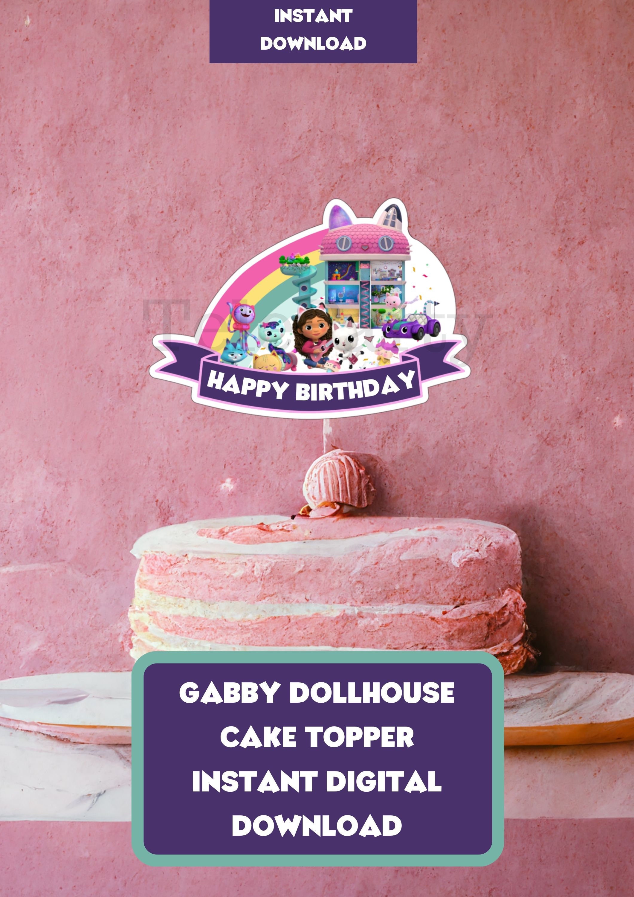 Gabby Dollhouse Cake Topper, Gabby Dollhouse Printable Centerpiece ...