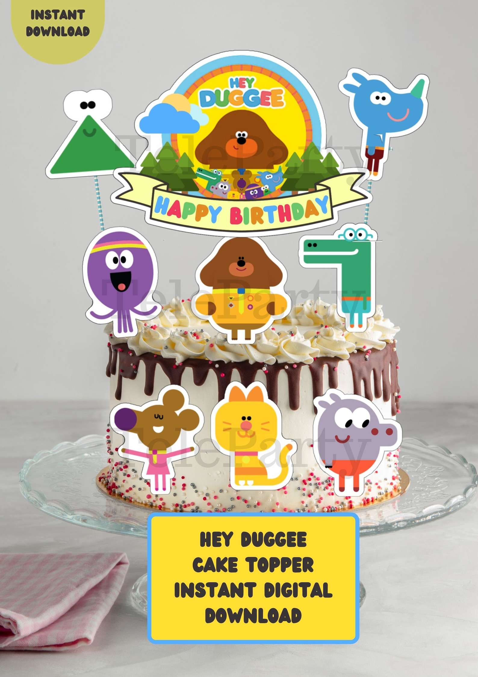 Hey Duggee Cake Topper, Hey Duggee Printable Cake Topper, Digital Party ...