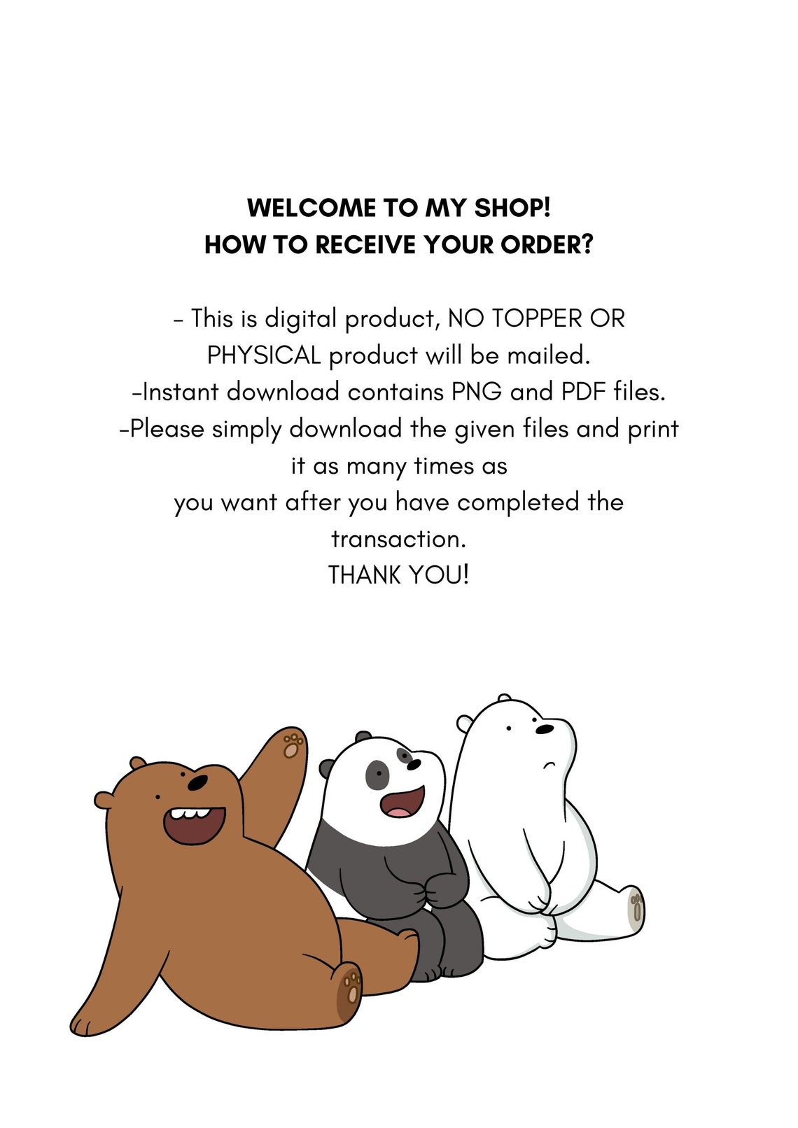 We Bare Bears Cake Topper,we Bare Bears Printable Cake Topper, Digital ...