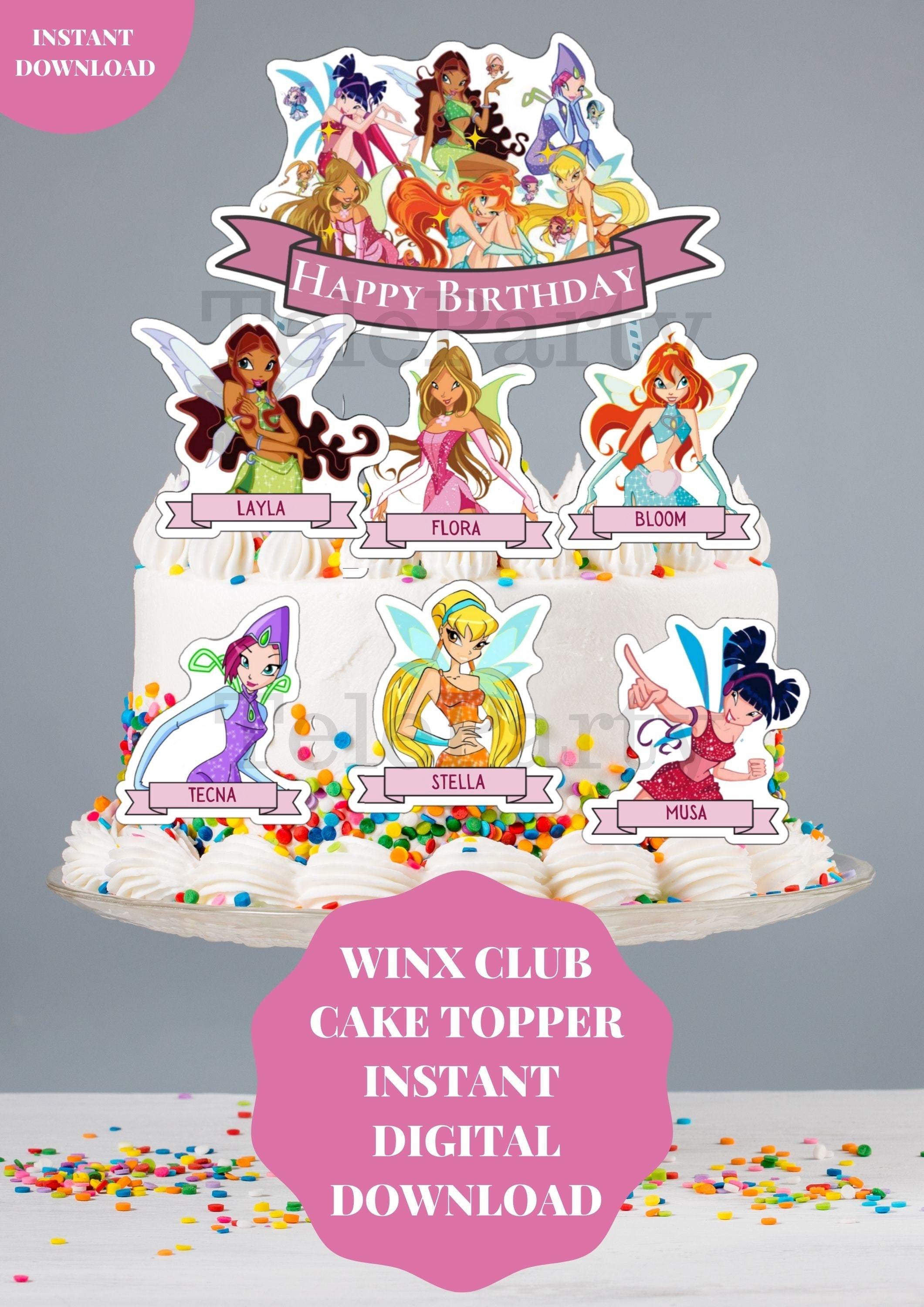Winx Club Cake Topper, Winx Club Printable Cake Topper, Digital Party ...
