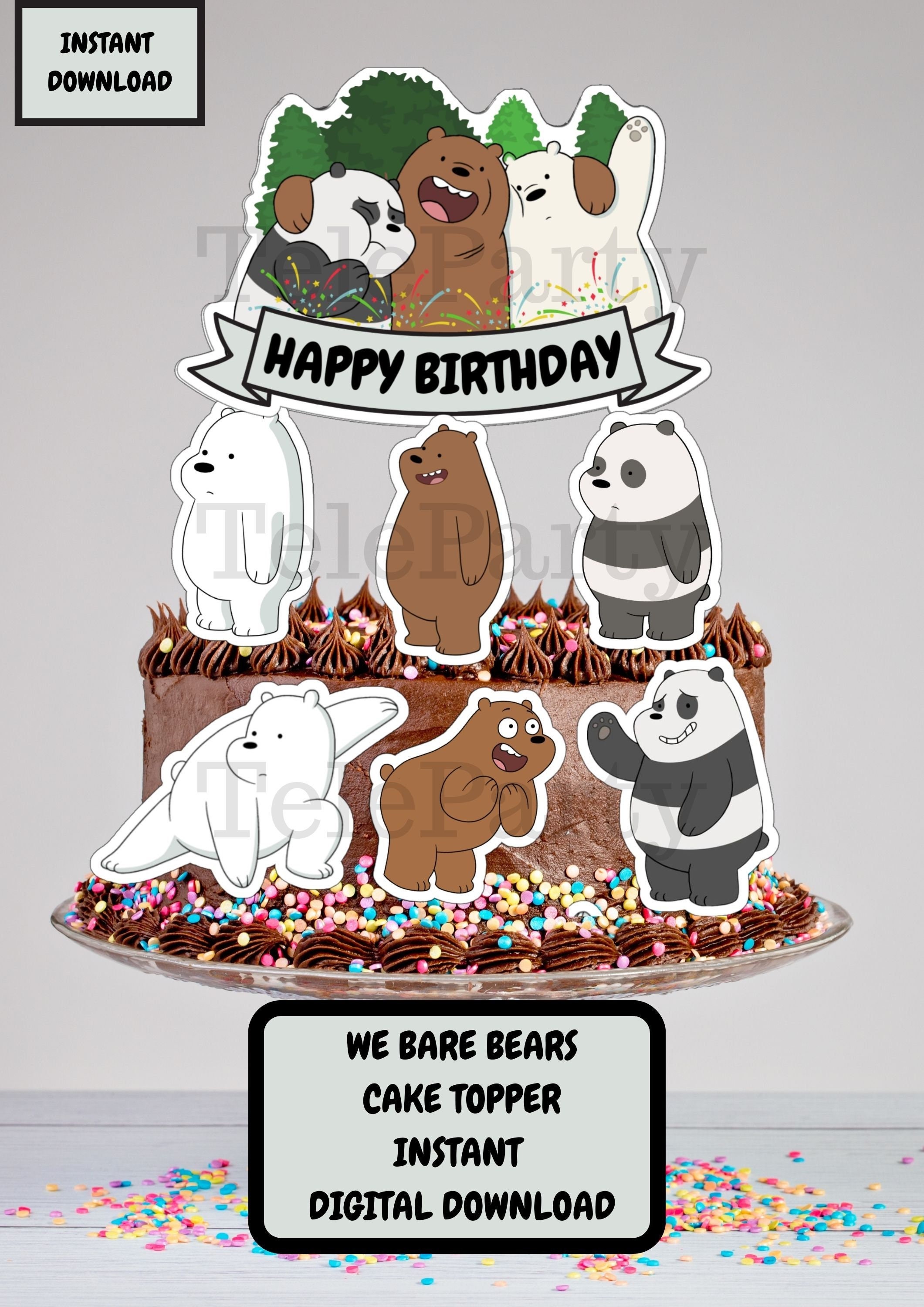 We Bare Bears Cake Topper,we Bare Bears Printable Cake Topper, Digital ...