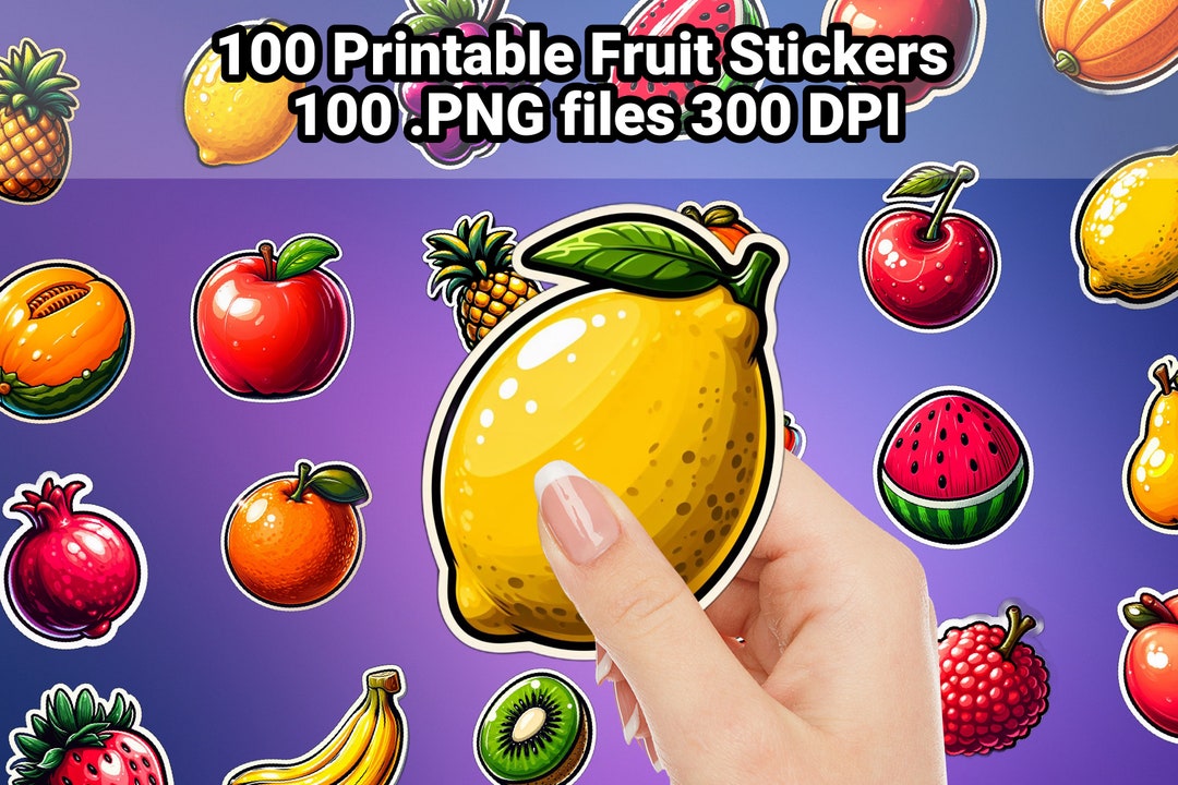 Fruit Stickers, 100 Printable Fruit Stickers, Ultimate Sticker Bundle ...