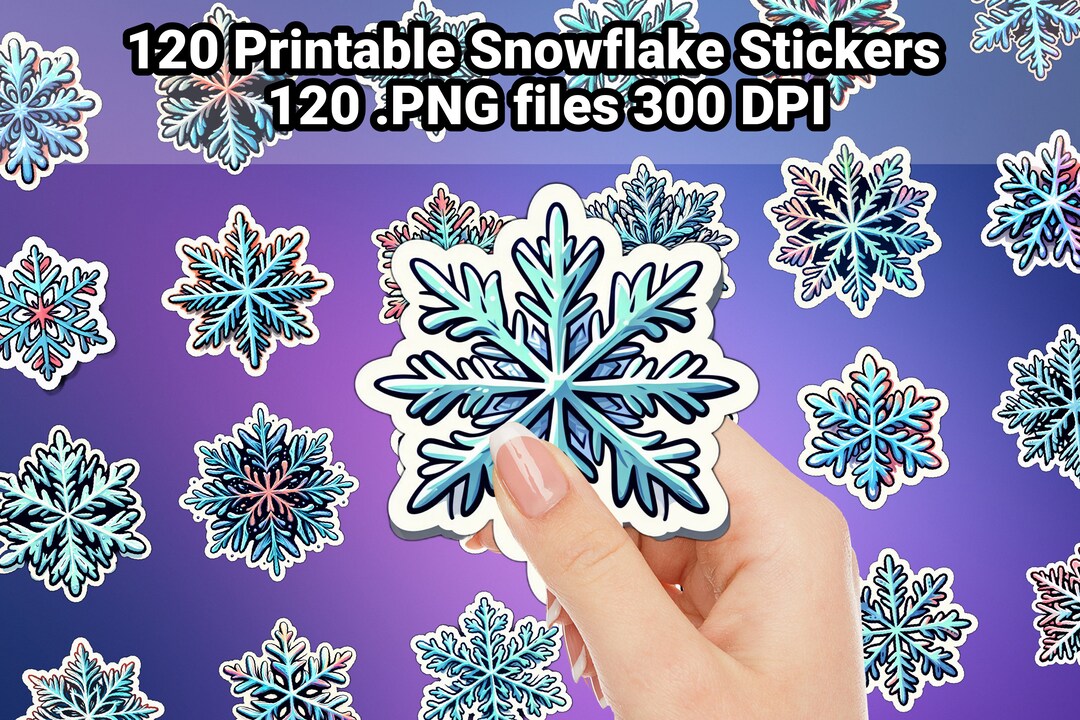 Snowflake Stickers, 120 Printable Winter Stickers, Ultimate Sticker ...