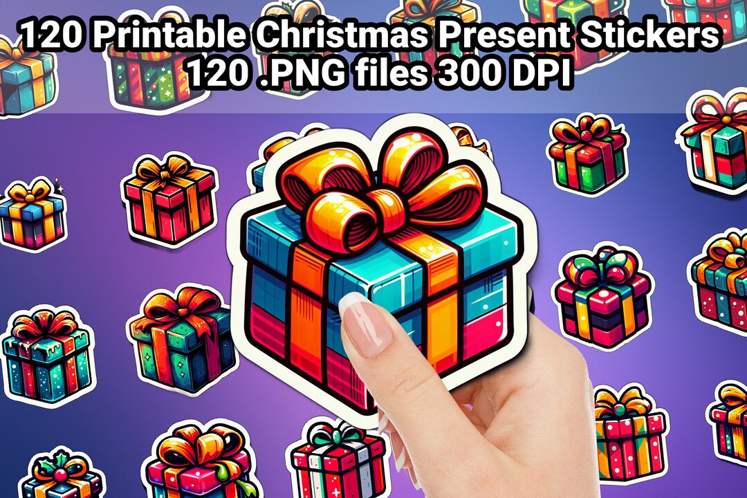 Christmas Present Stickers, 120 Printable Gift Stickers, Festive ...