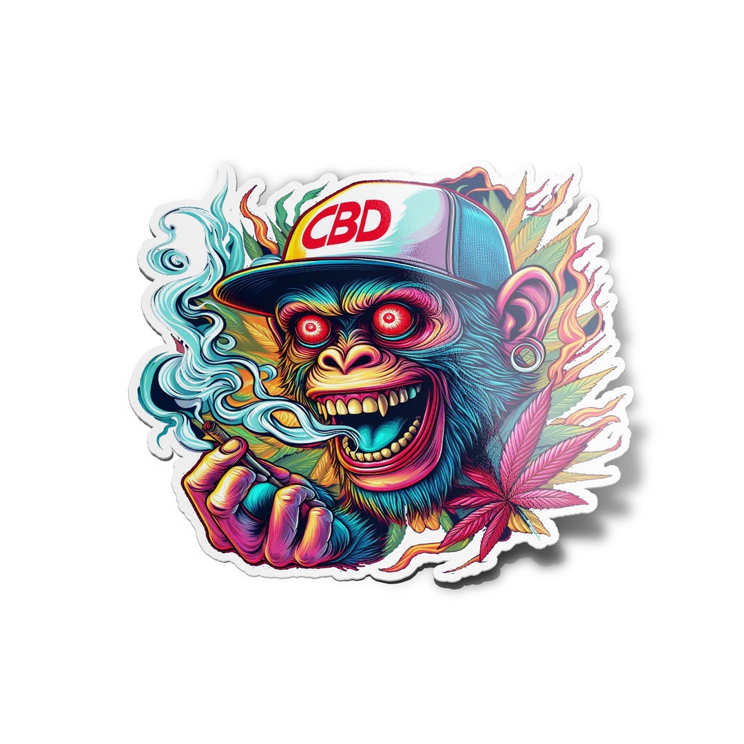 Sticker Pack Vinyl Stickers Monkey Psychedelic Cap Smokes Artistic ...