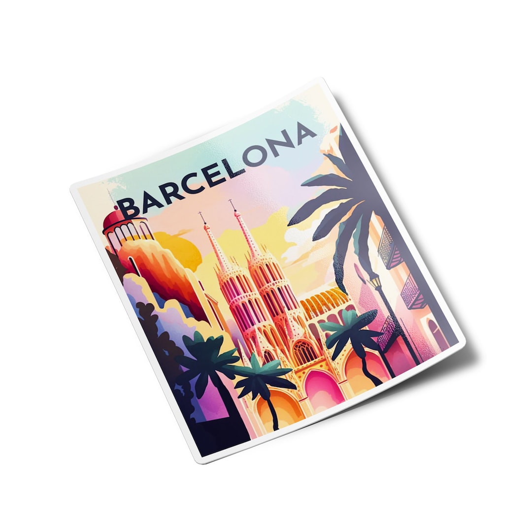 STICKERS PACK Stickers Barcelona Spain Capital Vintage Illustration ...