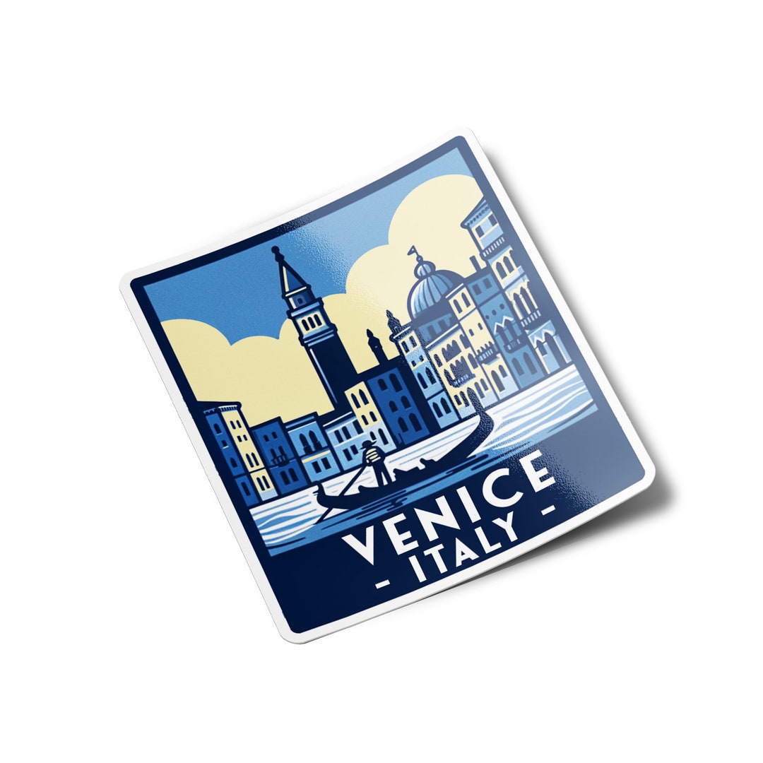 PACK STICKERS Stickers Venice Italy Minimalist Blue Design With Gondola ...