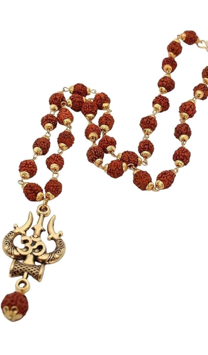 Mahakal Locket With Rudraksha, Golden Om Trishul Damru Pendant ...