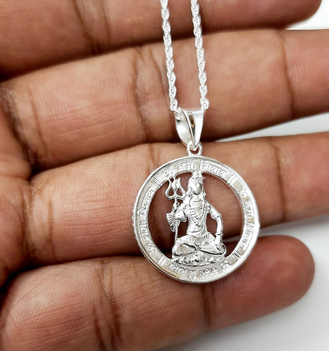 Lord Shiva Mantra Blessings Silver Pendant Chain,yoga Meditation ...