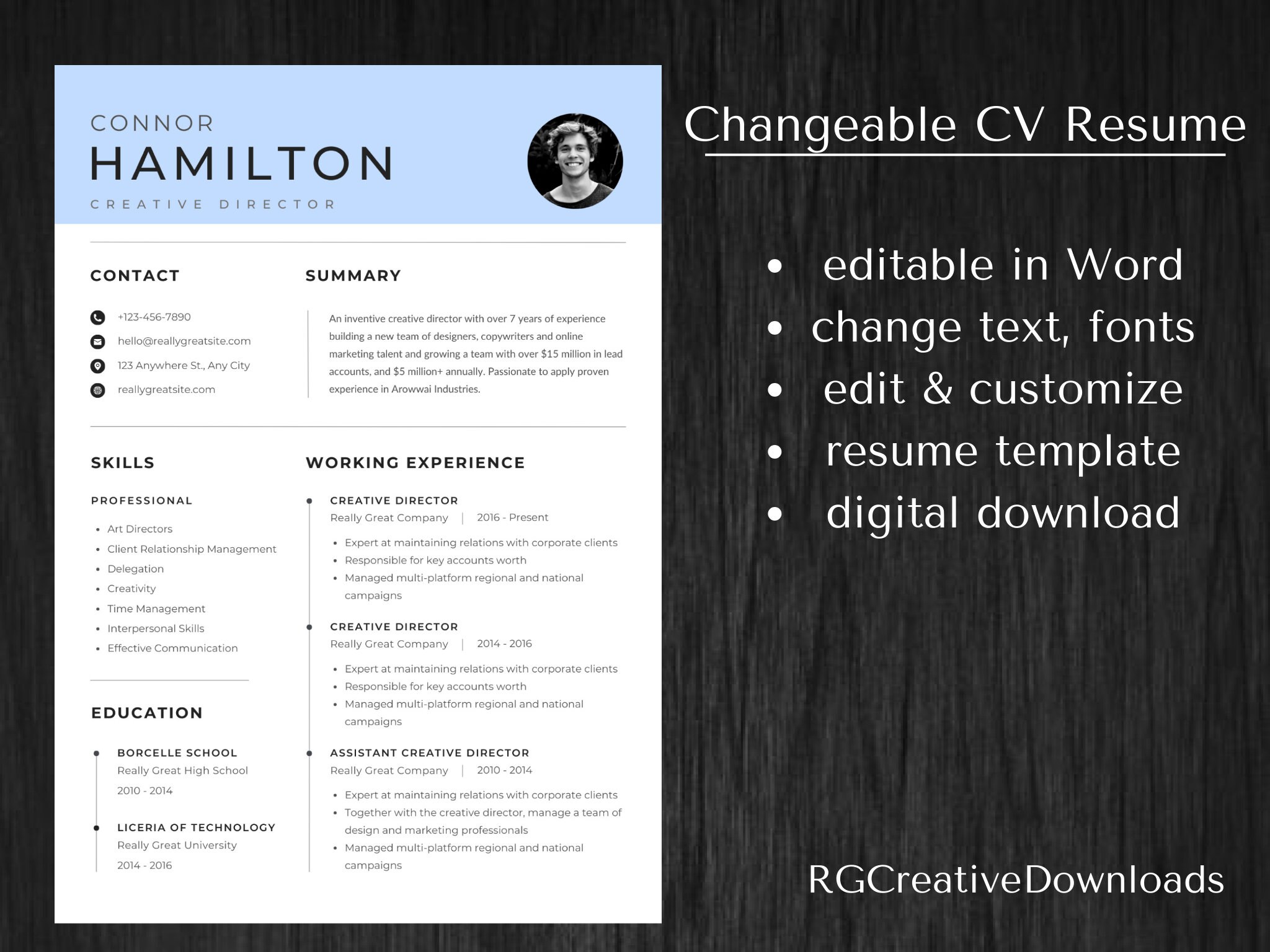 Template CV Word, Word Document, Changeable CV, Cover Letter, Aesthetic ...