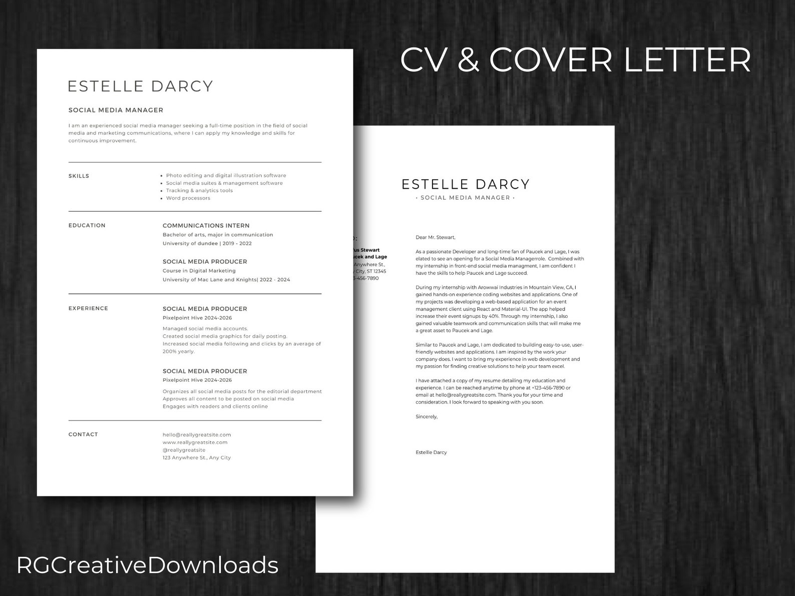 CV Minimalist Resume, CV Word, Cover Letter, Changeable, Aesthetic ...
