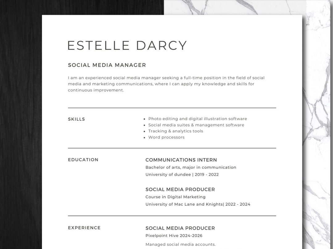 CV Minimalist Resume, CV Word, Cover Letter, Changeable, Aesthetic ...