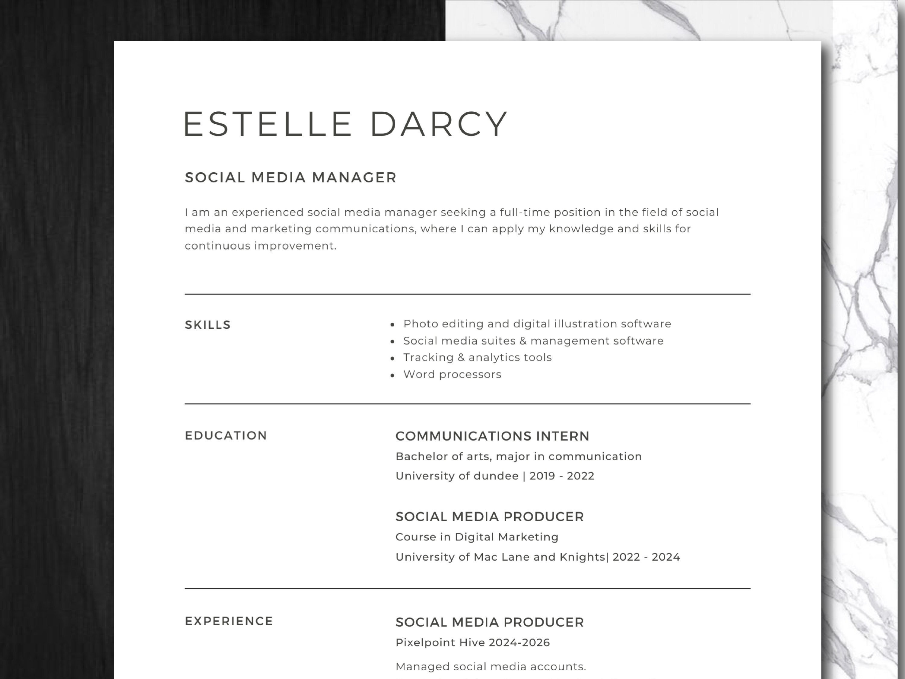 CV Minimalist Resume, CV Word, Cover Letter, Changeable, Aesthetic ...