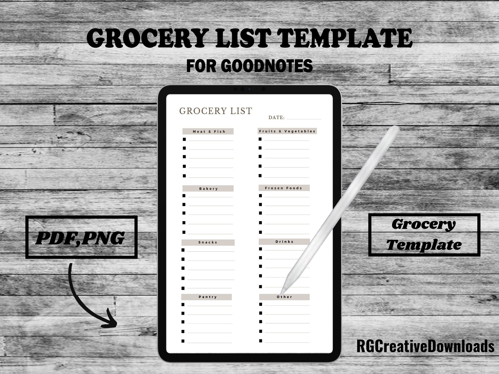 Digital Grocery List, Digital Download, Grocery Shopping List ...