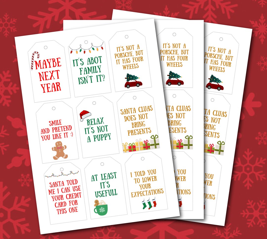 Funny Printable Christmas Gift Tags, Christmas Tags - Etsy
