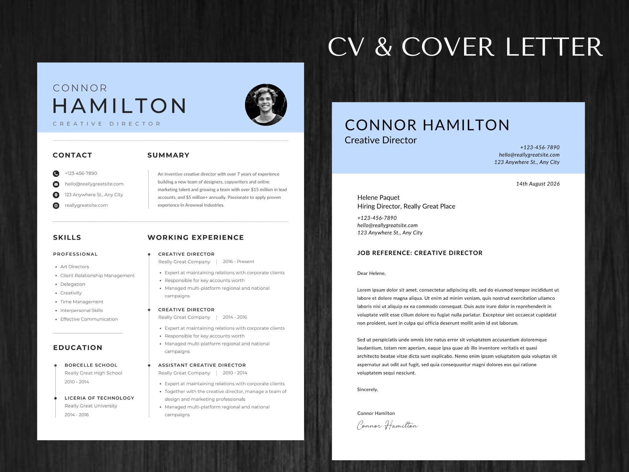 Template CV Word, Word Document, Changeable CV, Cover Letter, Aesthetic ...
